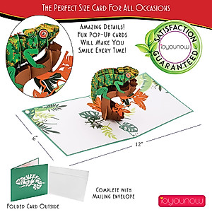ioyounow Chameleon Pop Up Birthday Card – 6x6 Inch Greetings Card with Amazing 3D Lizard Design | Perfect for Birthdays, Thank You Notes, and Any Occasion - Best Paper Greetings