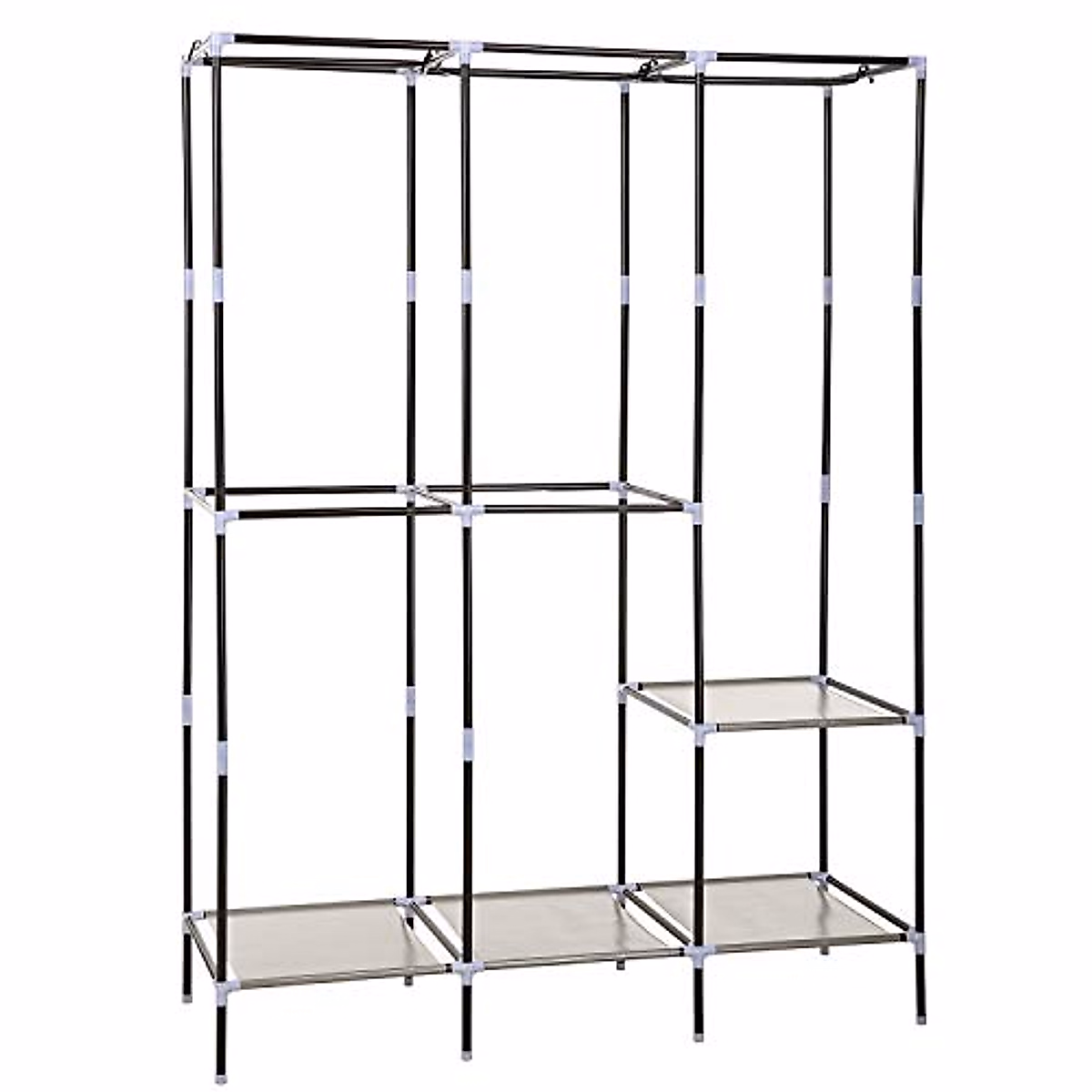 Hicient Portable Clothes Closet Wardrobe Storage Organizer with Breathable Fabric, Zippered Double Rod Closet, Easy to Assemble Strong Durability Bedroom Clothes Closet Organizer (Blue)