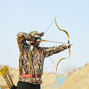 AMEYXGS Camo Carbon Arrow 30 Inch Practice Hunting Arrow Spine 500 with 4 Inch Turkey Feathers for Traditional Recurve Compound Bows (6)