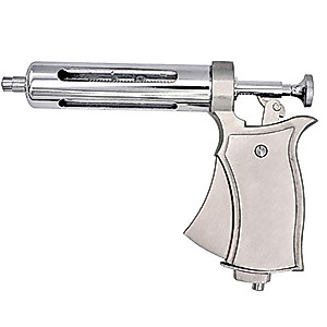 BZZBZZ Animals Injector 50ml Continuous Livestock Syringe Semi Automatic Stainless Steel Vaccination Gun Adjustable for Horse Sheep Cattle Pig Farm Equipments