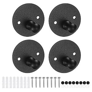 uxcell Bathroom Hook, 4Pcs Waterproof Stainless Steel Square Towel Hooks Coat Hook Punch/Self Adhesive Decorative for Kitchen, Door, Cabinet(50mm, 32x14mm, Round, Black)