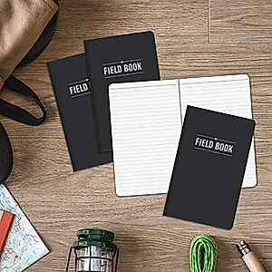 Field Notebook/Journal - 5"x8" - Black - Lined Memo Book - Pack of 4