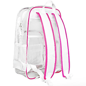 Meister All-Access Clear Backpack - Meets School & Event Security Bag Requirements - Pink / White
