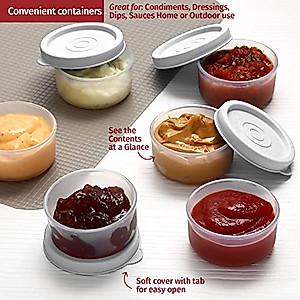 Condiment Cups Containers with Lids- 8 pk. 1.3 oz.Salad Dressing Container to go Small Food Storage Containers with Lids- Sauce Cups Leak proof Reusable Plastic BPA free for Lunch Box Picnic Travel