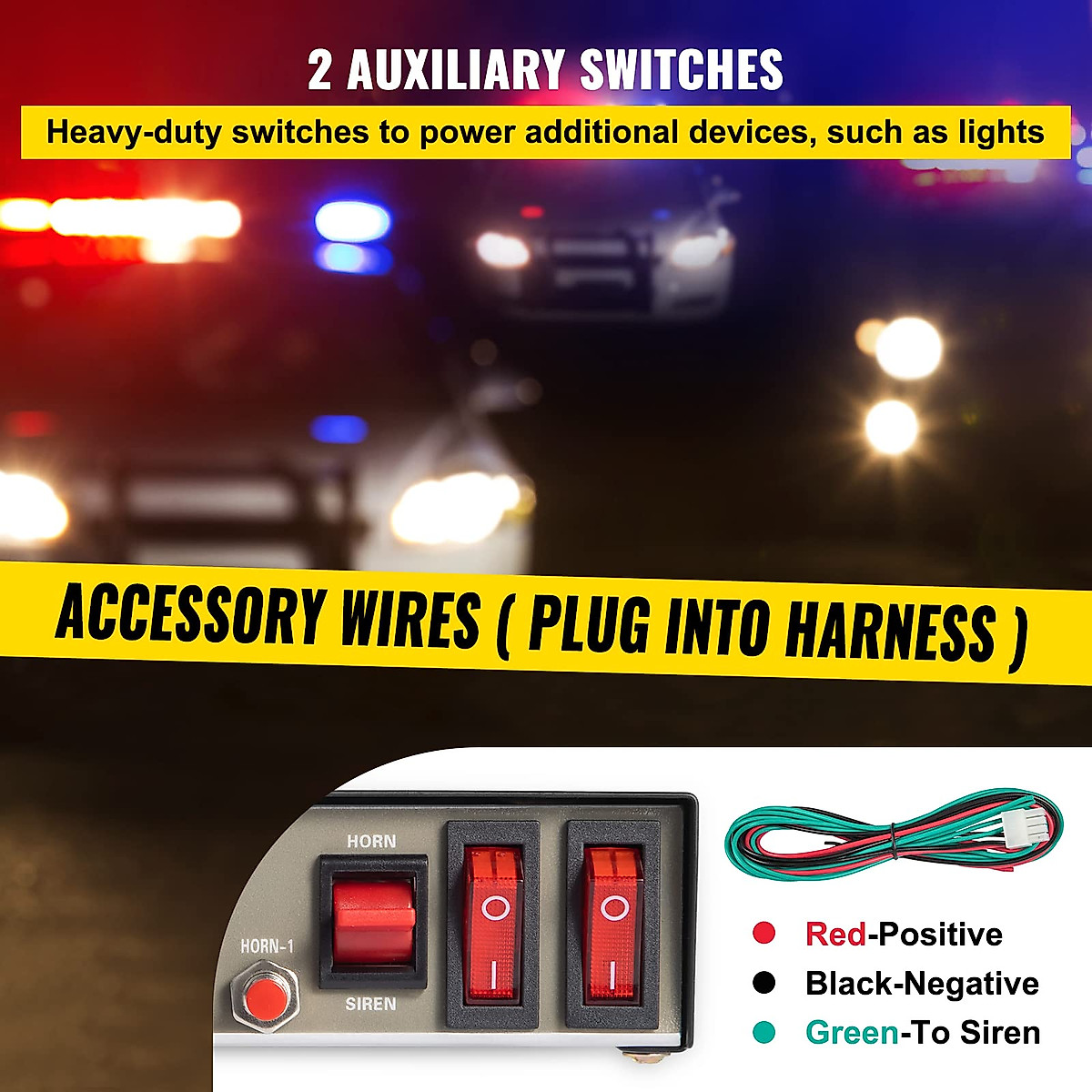 Vevor Police Sirens 200W 9-Tone Car Warning Alarm Handhold Microphone Light Control Switches Emergency Electronic PA System for Cars Fire Trucks : Electronics