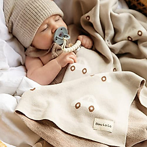 Knit Baby Receiving Blankets for Girls & Boys - 100% Soft Fine Loomed Cotton Blanket - Use as Swaddling Crib Stroller Quilt Blanket, Shower Baby Gift Registry - for Newborns & Toddlers (Cars - Cream)