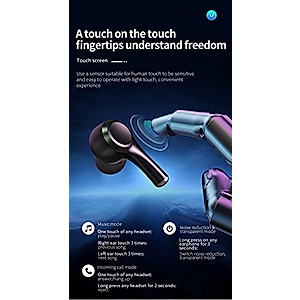 DARK WOLF True Wireless Earbuds,Active Noise Cancellation Bluetooth Headphones Touch Control with Charging Case ，Built-in Mic Stereo Earphones Light-Weight Waterproof in-Ear Headset (BL-J7)