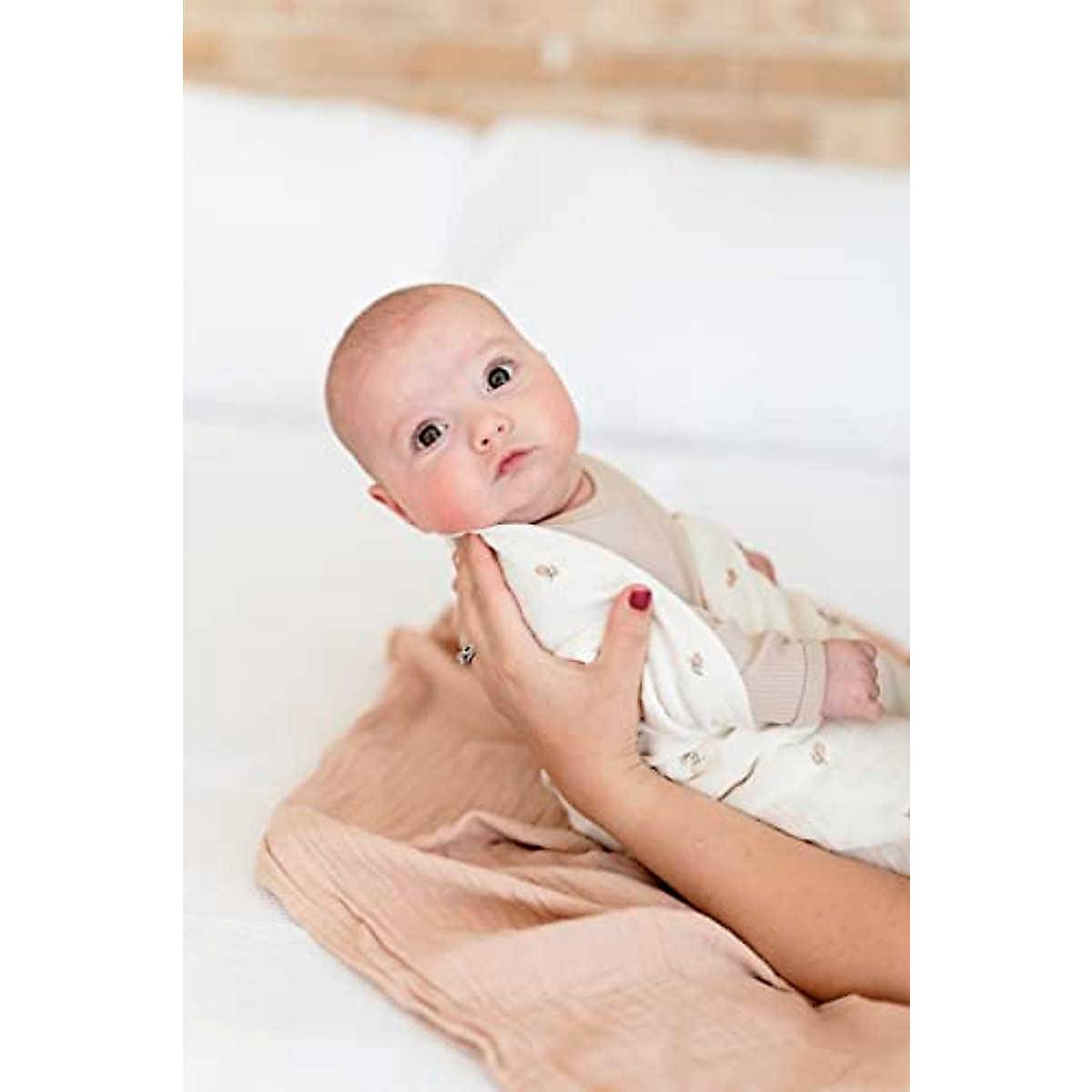 Ely's & Co. Muslin Swaddle Blanket 2-Pack — 100% Cotton Muslin Extra-Large Swaddle Blankets (47” x 47”) Solid + Printed (Pink Garden Flower)