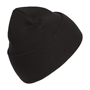adidas Women's Wide Cuff Tall Fit Beanie, Cuffed Slouchy Acrylic Knit Cap/hat for Winter, Black/White, One Size