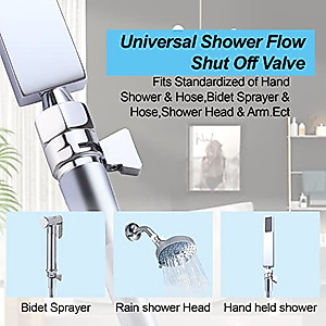 AZOS Brass Shut Off Valve, Water Flow Control Valves for Handheld Shower Head, G1/2 Shower Water Pressure Regulator, Shower Flow Control Valve Chrome