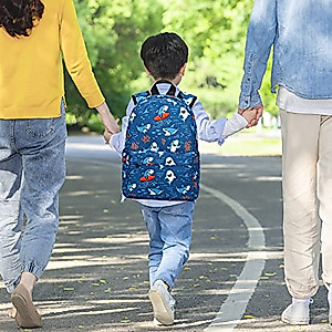 CAMTOP Backpack for Kids, Boys Preschool Backpack with Lunch Box Toddler Kindergarten Shark School Bookbag Set (Y028-2 Shark-Navy Blue)