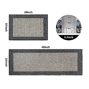 COSY HOMEER 48x18 Inch/28X18 Inch Kitchen Rug Mats Made of 100% Polypropylene 2 Pieces Soft Kitchen Mat Specialized in Anti Slippery and Machine Washable,Black