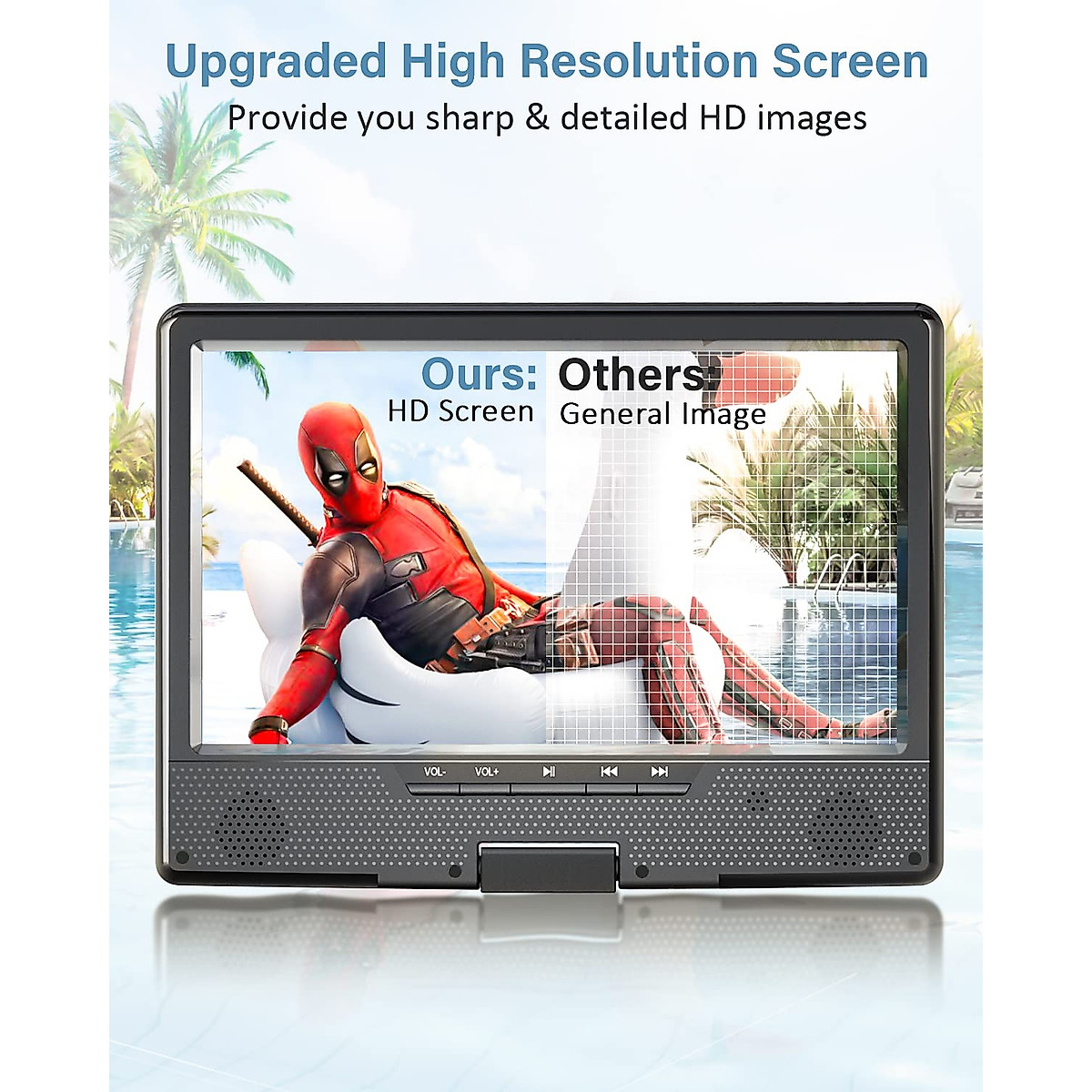 Arafuna 12.5" Portable DVD Player for Car, 10.5" HD Swivel Screen with Car Headrest Holder, 5-Hour Rechargeable Battery, Support USB/SD/Sync TV, Regions Free, Last Memory