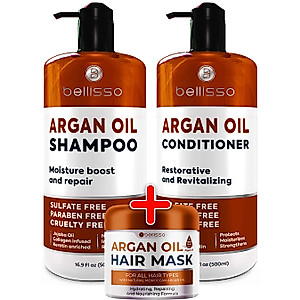 BELLISSO Moroccan Argan Shampoo, Conditioner Set and Hair Mask