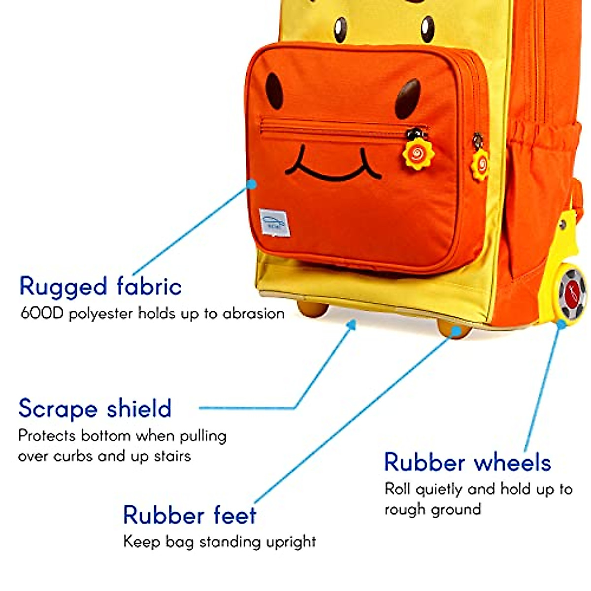 TWISE SIDE-KICK SCHOOL, TRAVEL ROLLING BACKPACK FOR KIDS AND TODDLERS (GIRAFFE)