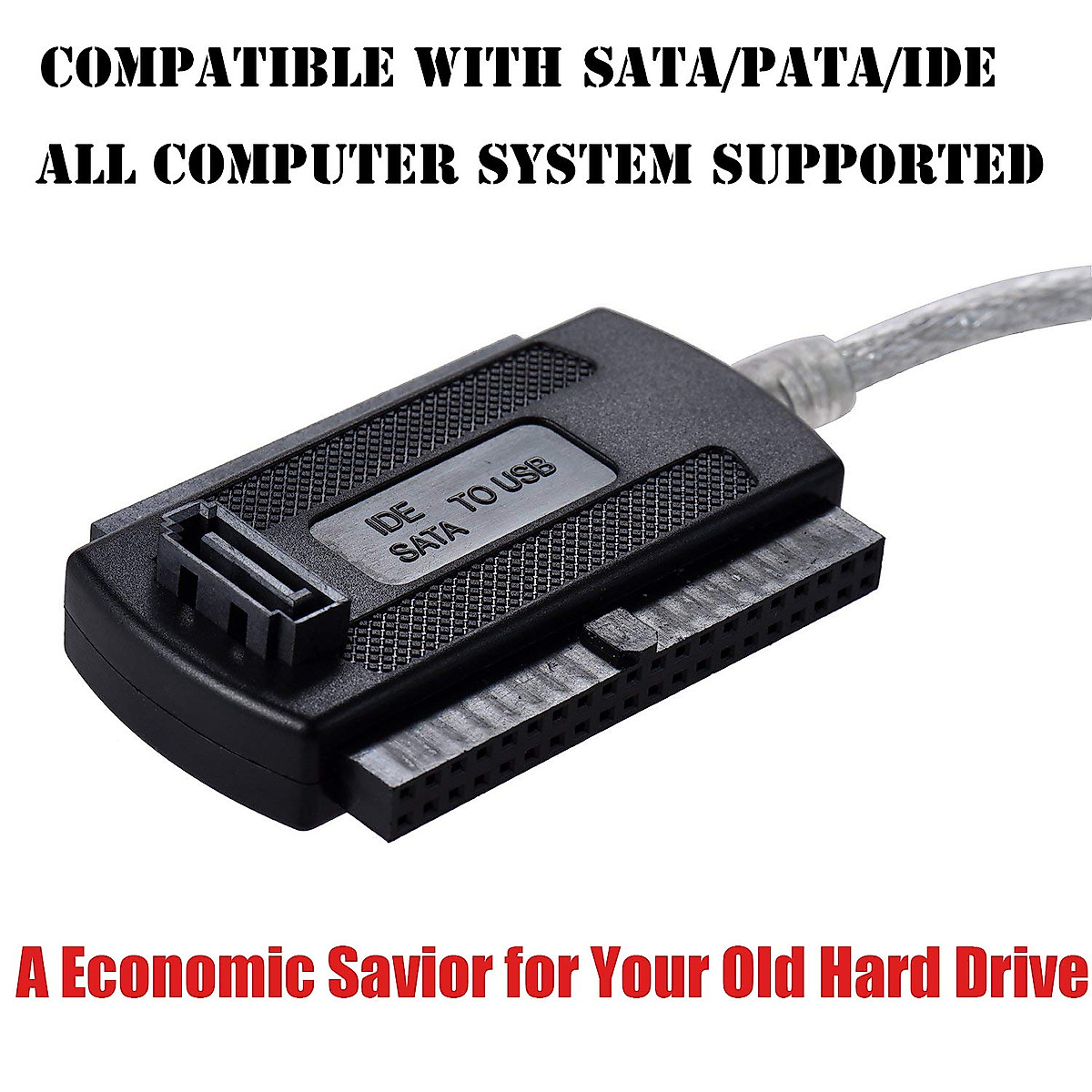 Warmstor SATA/PATA/IDE Hard Drive to USB 2.0 Adapter Converter Cable for 2.5" 3.5" Hard Disk HDD SSD with External AC Power Supply, Compatible with All Computer System PC Desktop Laptop