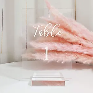 JINMURY 3" Clear Acrylic Sign Holder Stand-10 Pack Acrylic Stands for Acrylic Wedding Table Number Signs, Acrylic Card Holder, Clear Base for 5x7 Inch Acrylic Sheet Acrylic Table Signs