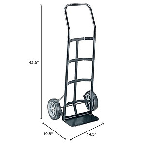 Safco Products Tuff Truck Continuous Handle Hand Truck - 400 lbs. Capacity -Black Powder Coat Finish - With Flow-Back Handle Design - Heavy-Gauge Tubular Steel Frame. For Moving Storage and More