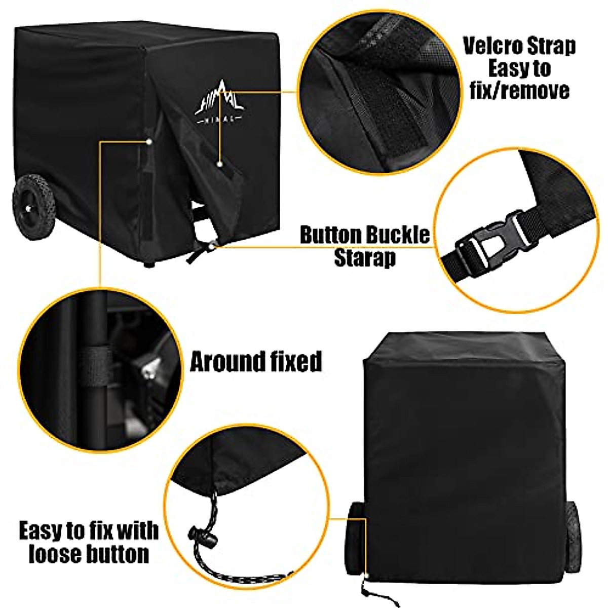 Himal Weather/UV Resistant Generator Cover 32 x 24 x 24 inch,for Universal Portable Generators 5000-10,000 Watt, Black