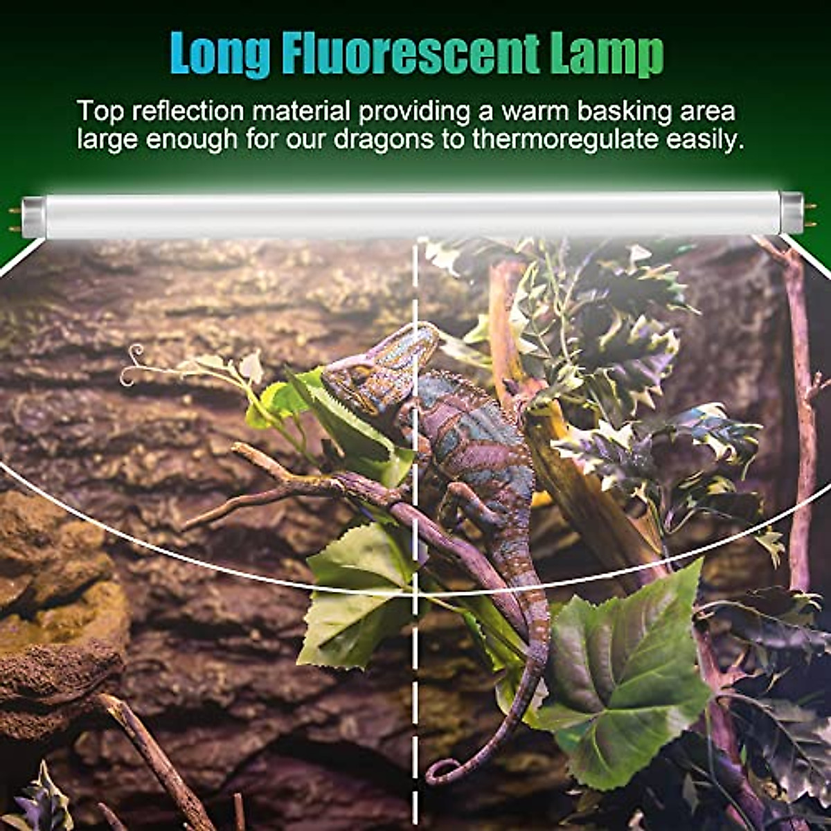 NEPTONION T8 Rainforest Terrarium Fluorescent Lamp Tube 18" Full Spectrum UVB Bulb, Dual-Threat UVA/UVB 5.0 Reptile Light for Reptiles and Amphibian, 15 Watt, 110V
