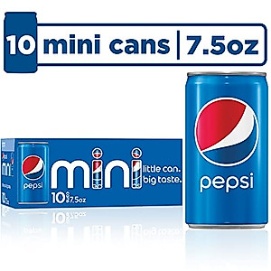 Pepsi Soda, Mini Cans, 7.5 Ounce (Pack of 10)