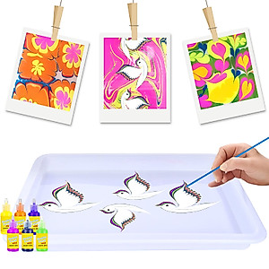 Water Marbling Paint Kit Arts and Crafts for Girls & Boys Christmas Thanksgiving Gifts for Kids Ages 4 5 6 7 8 9 10
