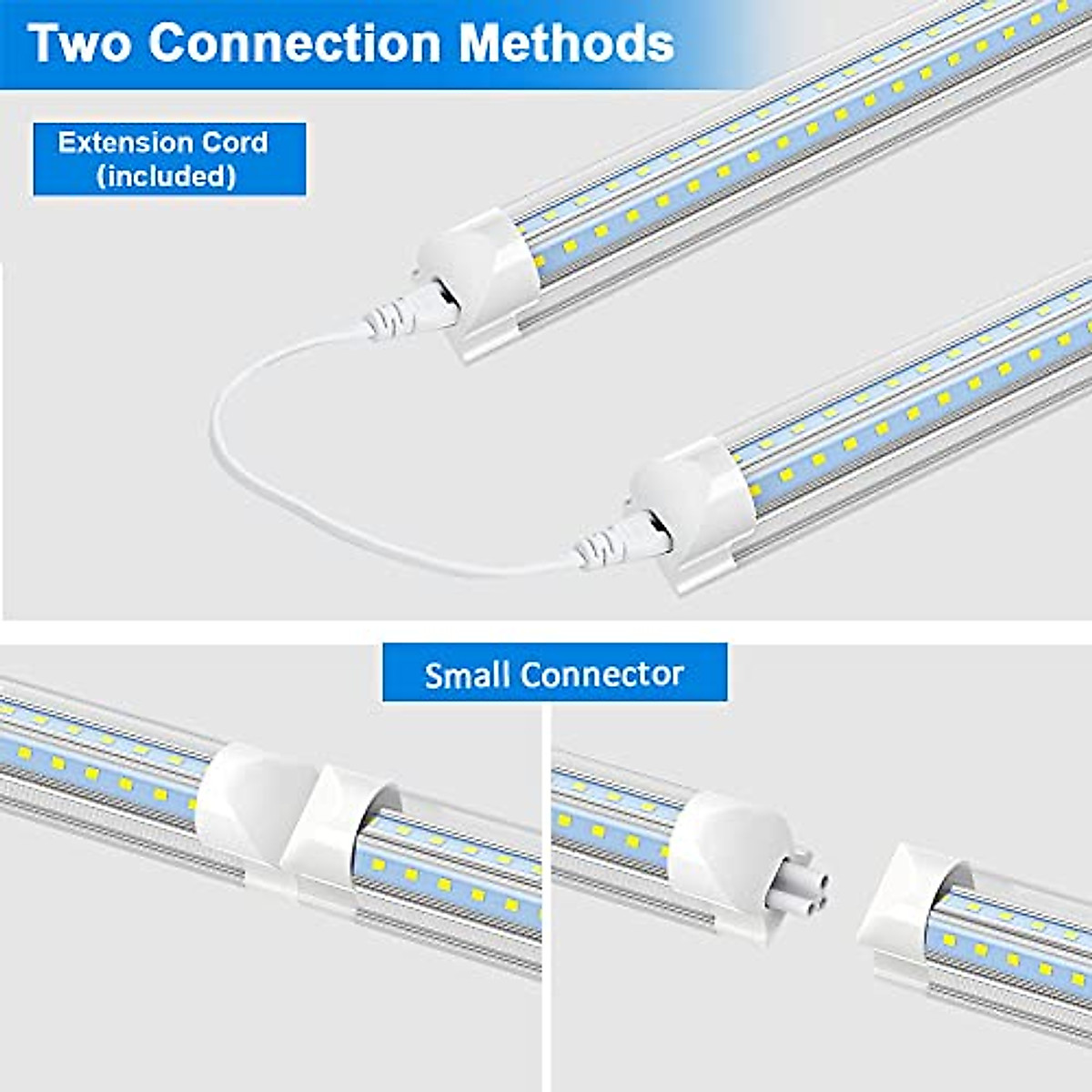CNSUNWAY 2FT LED Shop Light, 20W 2500LM 6500K Super Bright, T8 LED Light Fixture, Clear Cover, Ceiling and Utility, V Shape, Linkable Tube Lights for Room, Garage, Workbench (2 Pack)