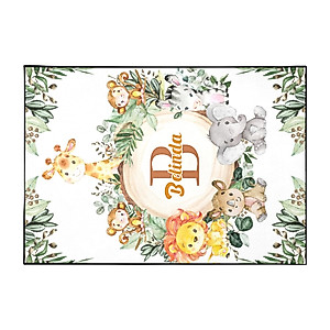 Safari Jungle Animals Personalized Polyester Fiber Non-Slip Home Decor Carpets,Custom Area Rug Carpet Floor Mat for Bedroom Living Room Home Playroom Size 5.2'x7.5'