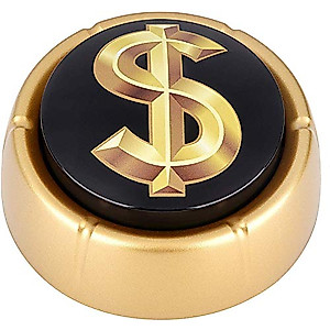 Cash Register Sound Button | Makes Extra Loud Cha-Ching Money Noise | Shiny Gold Color Bling Base | Funny Easy Dollar Sign Gift | Office Desk Item For Sales And Entrepreneurs Nut BATTERIES INCLUDED