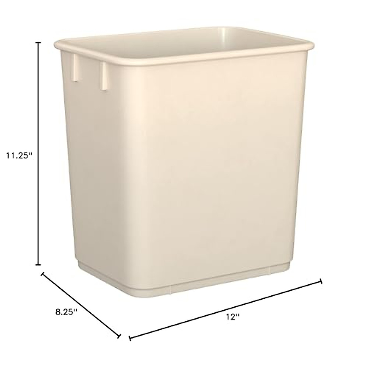 Krollen Industrial 13 Qt. / 3 Gallon Beige Rectangular Wastebasket/Trash Can for Bedroom/Office/Bathroom, Fits Under Desk/Cabinet/Sink Set of 6