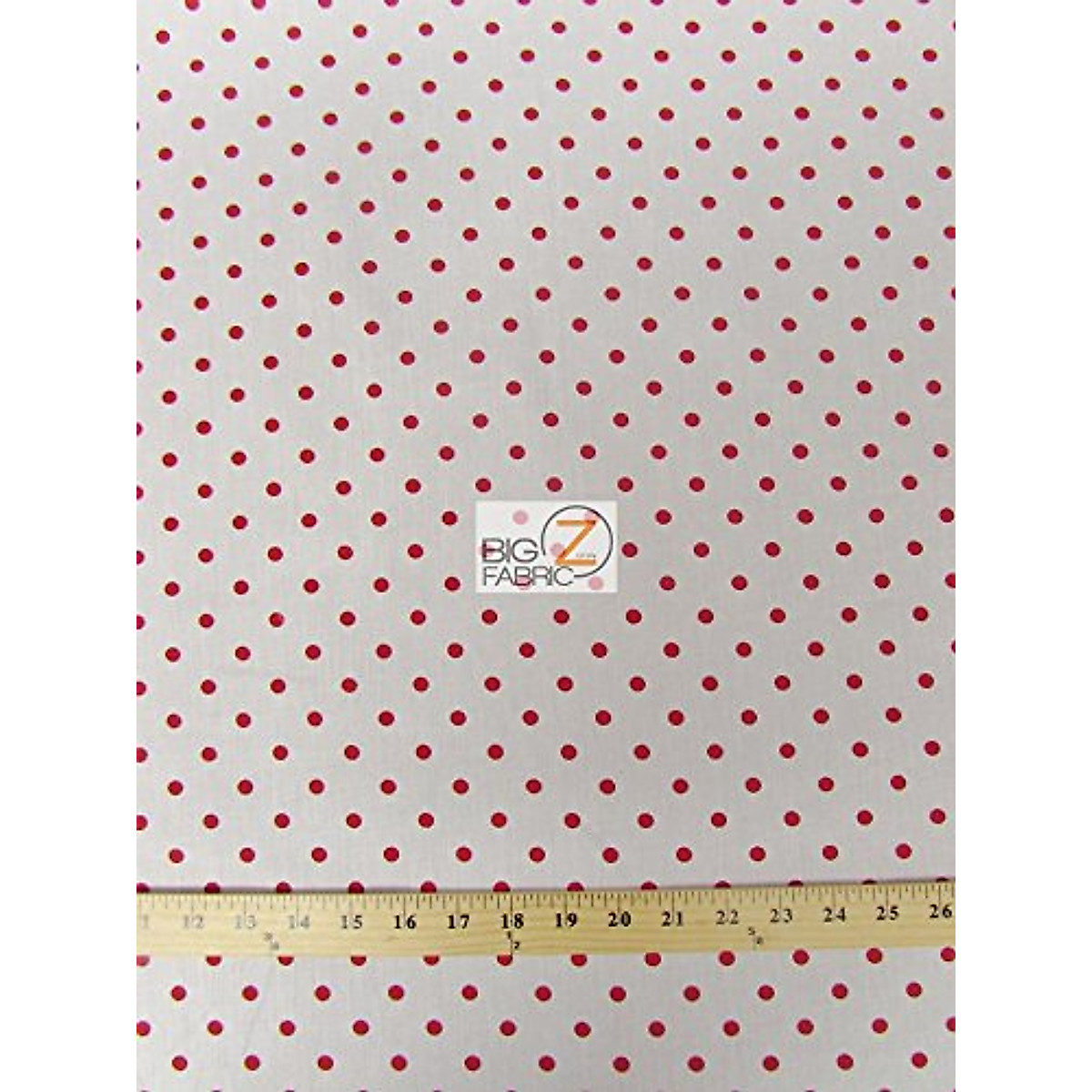 WHITE/RED SMALL POLKA DOTS PRINT POLY COTTON FABRIC 58"/59" WIDTH SOLD BY THE YARD (P93)