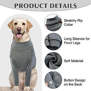 IDOMIK Dog Recovery Sleeve, Dog Surgery Recovery Suit Front Leg, Comfy Dog Joint Leg Sleeves After Surgery, Dog Elbow Braces Protector for Leg Injuries & Joint Pain, Dog Cone Collar Alternatives,Grey