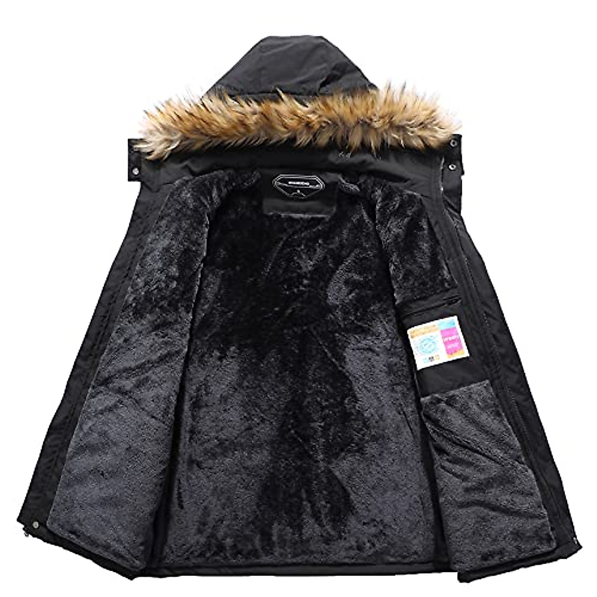 MOERDENG Men's Winter Snow Coat Warm Ski Jacket Waterproof Hooded Work Outerwear