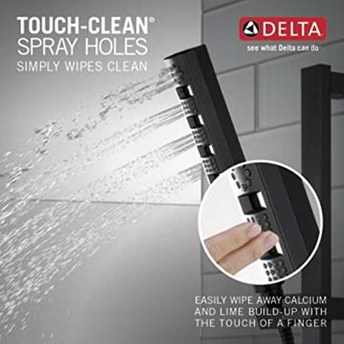 Delta Faucet 5-Spray Touch-Clean H2Okinetic Slide Bar Hand Held Shower with Hose, Matte Black 51140-BL