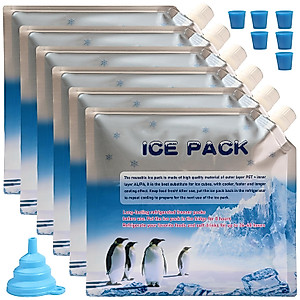 Reusable ice Packs for Coolers, Long Lasting Cooler ice Pack, 24 to 48 Hours of Cold Gel Ice Pack.Lunch Bag CoolerIt can Hold 1400-1600ml of (blue 6 piece set)