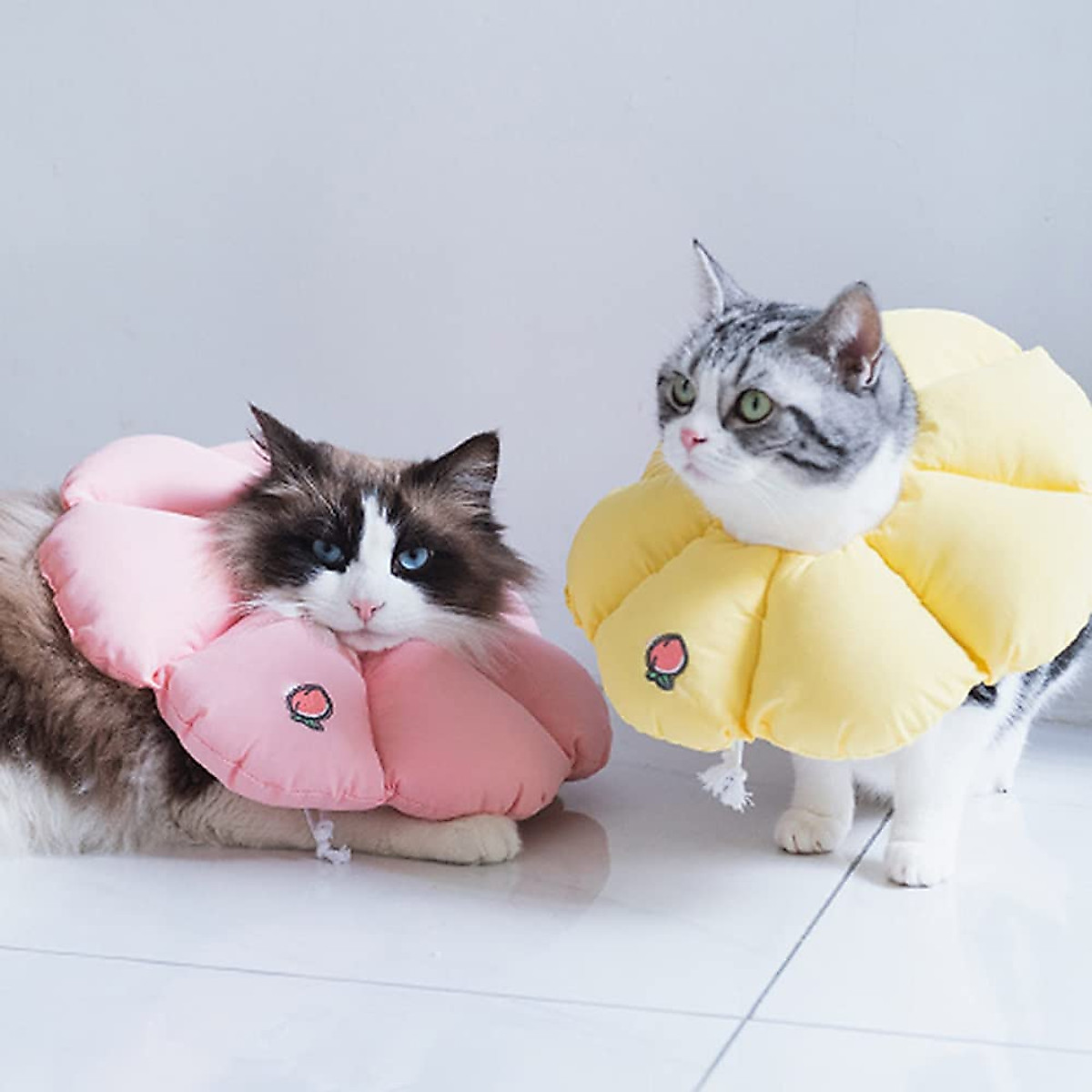 Cat Recovery Collar Soft Cute Waterproof Elizabethan Collar for Cats Cone Collar Protective Recovery kitten Collar for After Surgery to Prevent from Biting Scratching(ELC07-yellow-s)