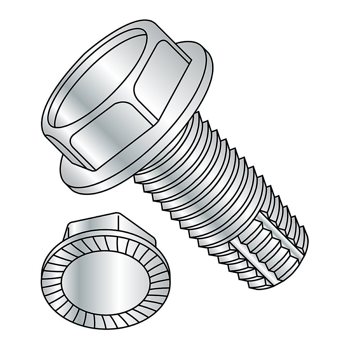Small Parts 1412FWS Steel Thread Cutting Screw, Zinc Plated Finish, Serrated Hex Washer Head, Type F, 1/4"-20 Thread Size, 3/4" Length (Pack of 50)
