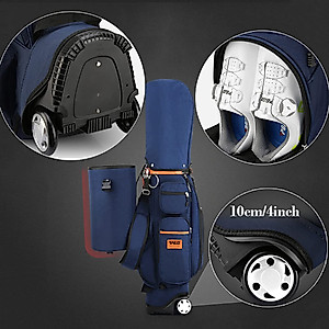 ACXZ Golf Travel Bag for Women Men with 10 Way Dividers, with Rain Cover, Cooler Pocket/Shoe Pocket, Golf Carrying Bag with Wheels, Red/Khaki/Dark Blue/Grey