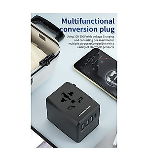 Universal Travel Adapter Worldwide International Plug Converter 30W 6A Pd 20W Type c QC3.0 USB 3A+1C All in One Multiple AC 8A sockets Outlet USA EU UK AUS FCC Listed