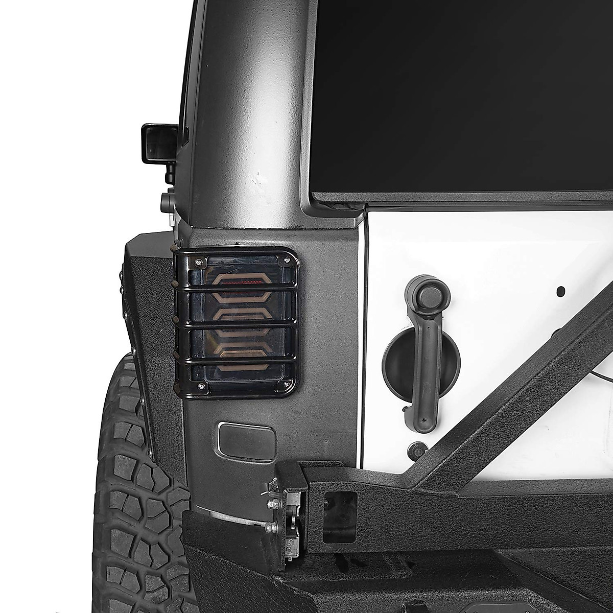 Hooke Road Wrangler Tail Light Covers Rear Taillight Euro Guard Black Light Cage fit for 2007-2018 Jeep Wrangler JK & JKU Unlimited - Pair