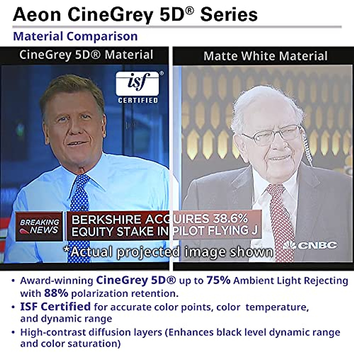 EliteProjector Aeon CineGrey 5D, 150" Diagonal 16:9, Edge Free Ceiling Light Rejecting and Ambient Light Rejecting Fixed Frame Projection Projector Screen for Movie Home Theater, EP-AR150DHD5