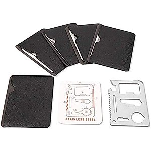 11 in 1 Function Credit Card Size Survival Pocket Tool (5-Pack)