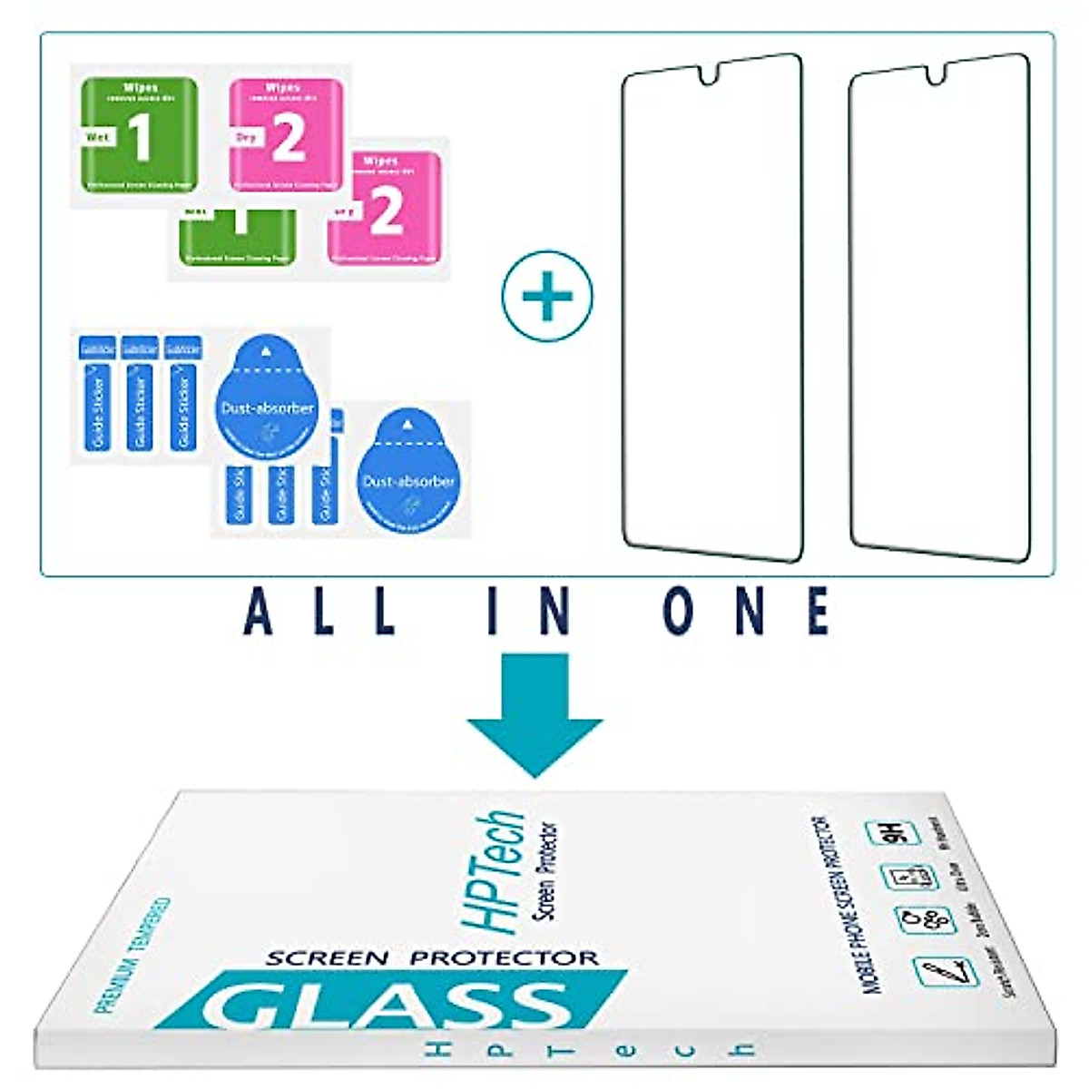 HPTech (2 Pack) Designed For Samsung Galaxy A13 5G Tempered Glass Screen Protector, Easy Installation, Bubble Free, Case Friendly