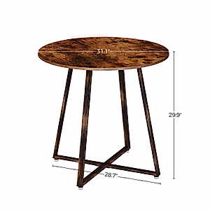 Rolanstar Dining Table Rustic Round Table with Metal Legs for Kitchen Living Room Coffee Table Bristro Table for Cafe Bar