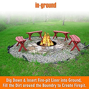 Simond Store Portable Fire Pit Ring Liner, 48 Inch Diameter 12 Inch Height 2 mm Thick Heavy Duty Steel Round Fire Pit Insert for Outdoor Garden Patio Camping Bonfire