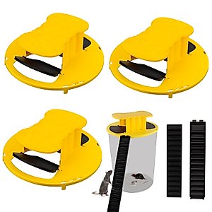 Mouse Trap Bucket,Bucket Lid Mouse Rat Trap, Reusable Humane Mouse Traps for Indoor Outdoor，Automatic Reset Bucket Lid Mouse Trap，5 Gallon Bucket Compatible（3 Pack Cat Style）