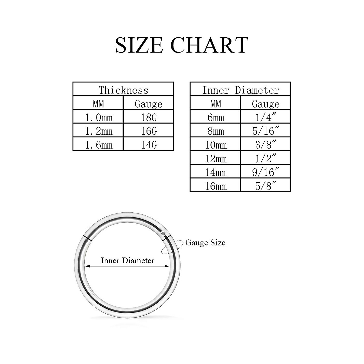 Hoeudjo Surgical Steel Hinged Clicker Segment Nose Rings Septum Clicker 16g 8mm Body Jewelry Lip Ear Piercing Earrings for Cartilage Helix Tragus Conch Daith Rook Lobe Snake Bite Women Men Rose Gold