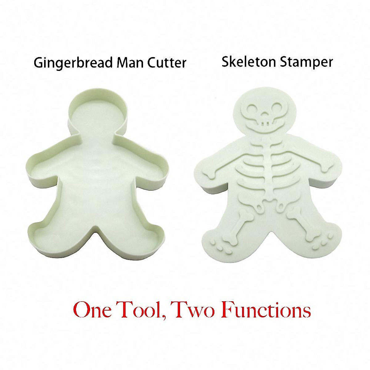2Pcs Skeleton Cookie Mold, Skull Cookies Stampers SWEET SPIRITS Day of the Dead Cookie Cutter Gingerdead Men Cookie Cutter Halloween Christmas Bakeware Supplies