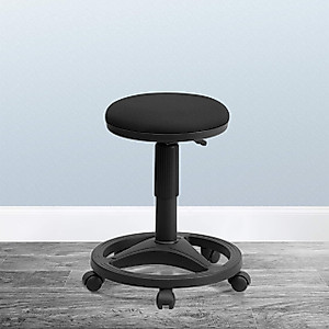 Flash Furniture Frakes Black Ergonomic Stool with Foot Ring