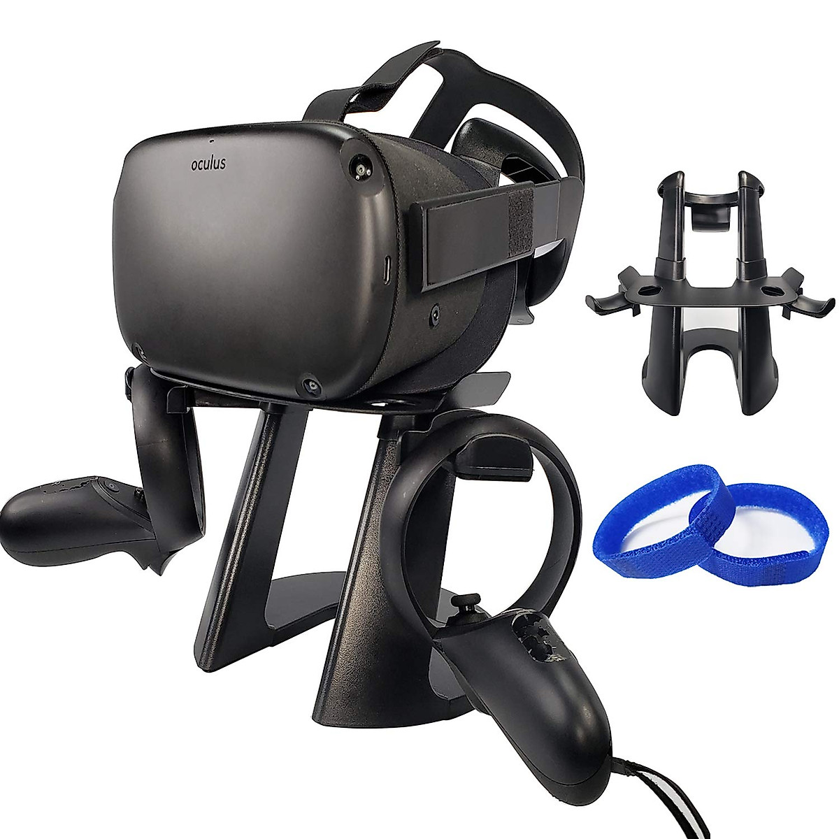 VR Stand for Oculus Quest 2, VR Headset Display Holder and Controller Holder Mount Station with Cable Velcro Strap for Oculus Quest/Quest 2/Rift/Rift S/GO/HTC Vive/Vive Pro/Play Station VR